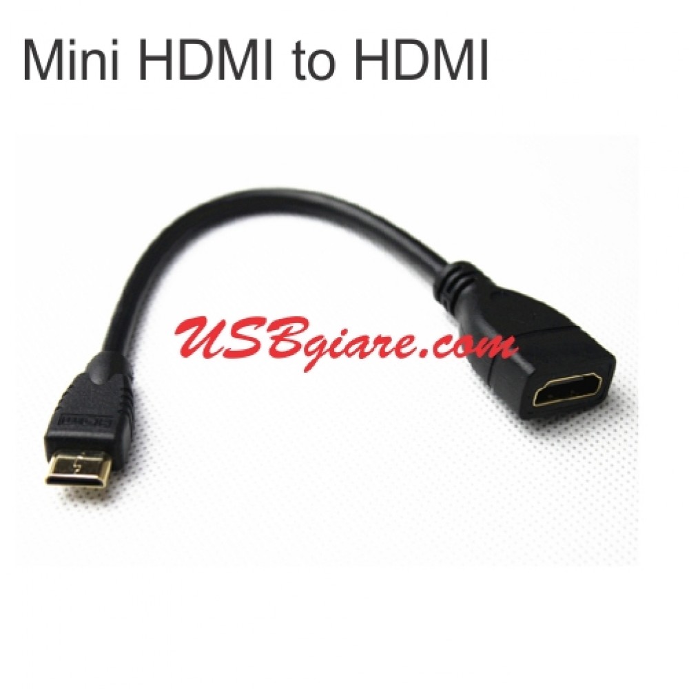 Cáp Mini HDMI đực sang HDMI cái 15Cm chân thẳng