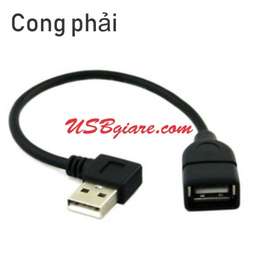 Cáp nối dài USB đực cái 15Cm đầu cong phải