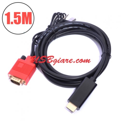 Dây cáp chuyển VGA + Audio sang HDMI cấp nguồn cổng USB dài 1,5M LDK