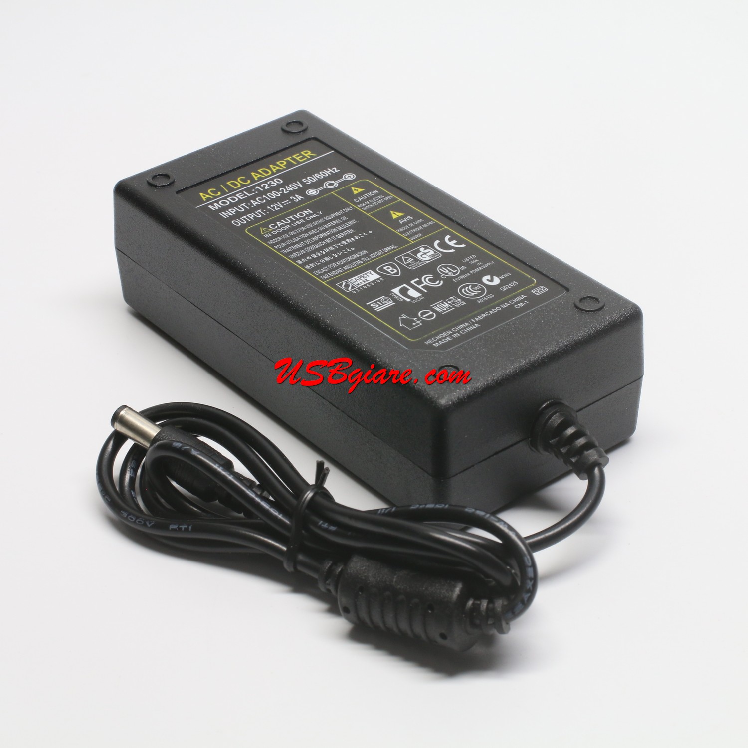 Adapter 12V 3A vuông đầu 5.5x2.5mm dây nguồn rời